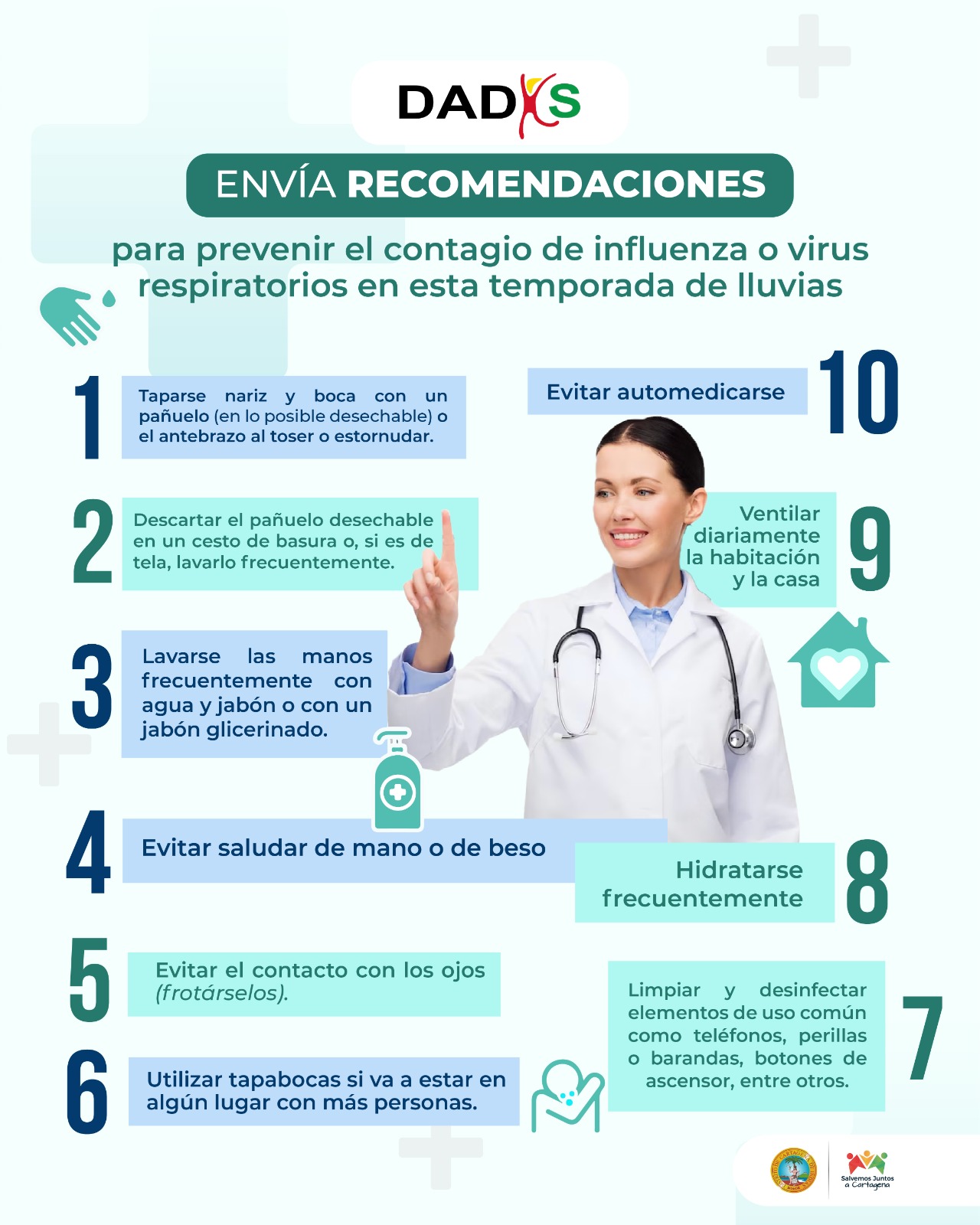 Recomendaciones del DADIS Cartagena para prevenir el contagio de influenza o virus respiratorios ...